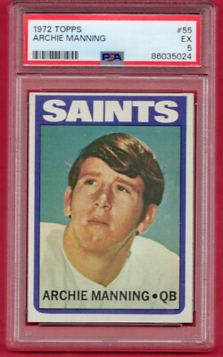 1972 Topps 55 Archie Manning Rookie RC New Orleans Saints PSA 5 EX ...