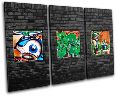 Abstract Funky Brick Wall Graffiti TREBLE TOILE murale ART Photo Print ...