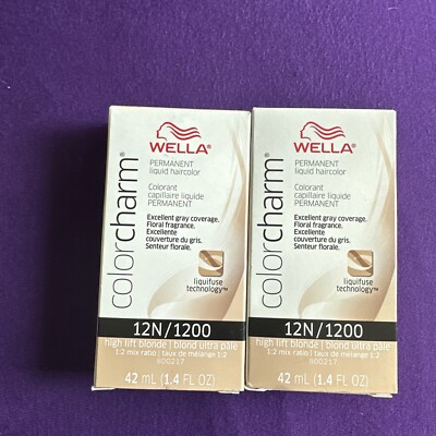 (2) 12N HIGH LIFT BLONDE BY WELLA COLORCHARM PERMANENT HAIR COLOR 1.4FL ...