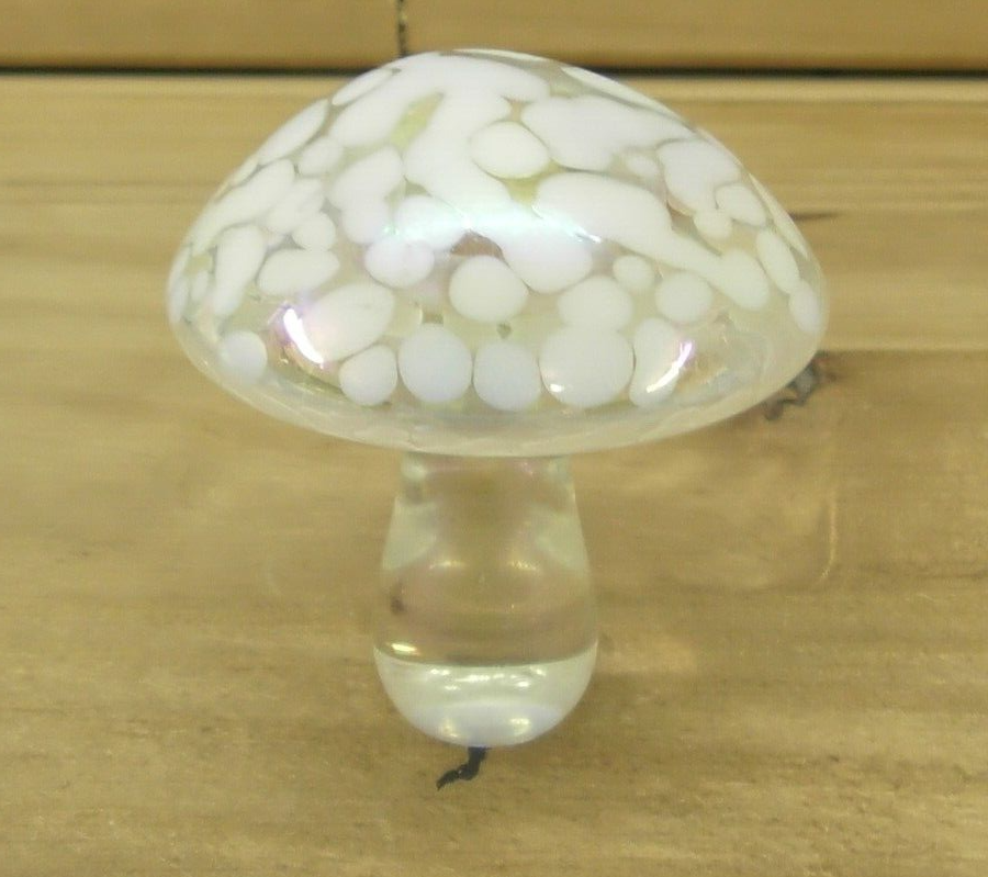 John Ditchfield Iridescent, Opalescent Small Glass Mushroom Paperweight ...