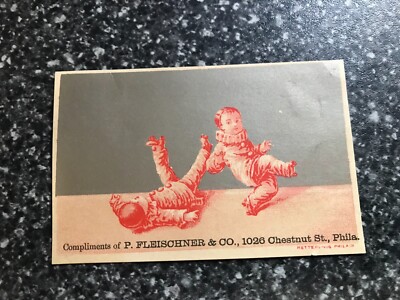 1800's P Fleischner & Co Two Young Clowns Roughhousing Victorian Trade ...