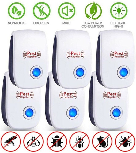 6 pcs Ultrasonic Pest Repeller Control Electronic Repellent Mice Bug ...