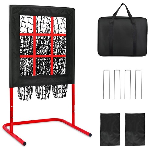 9 Hole Baseball Pitching Net with Strike Zone, Height Adjustable 9 ...