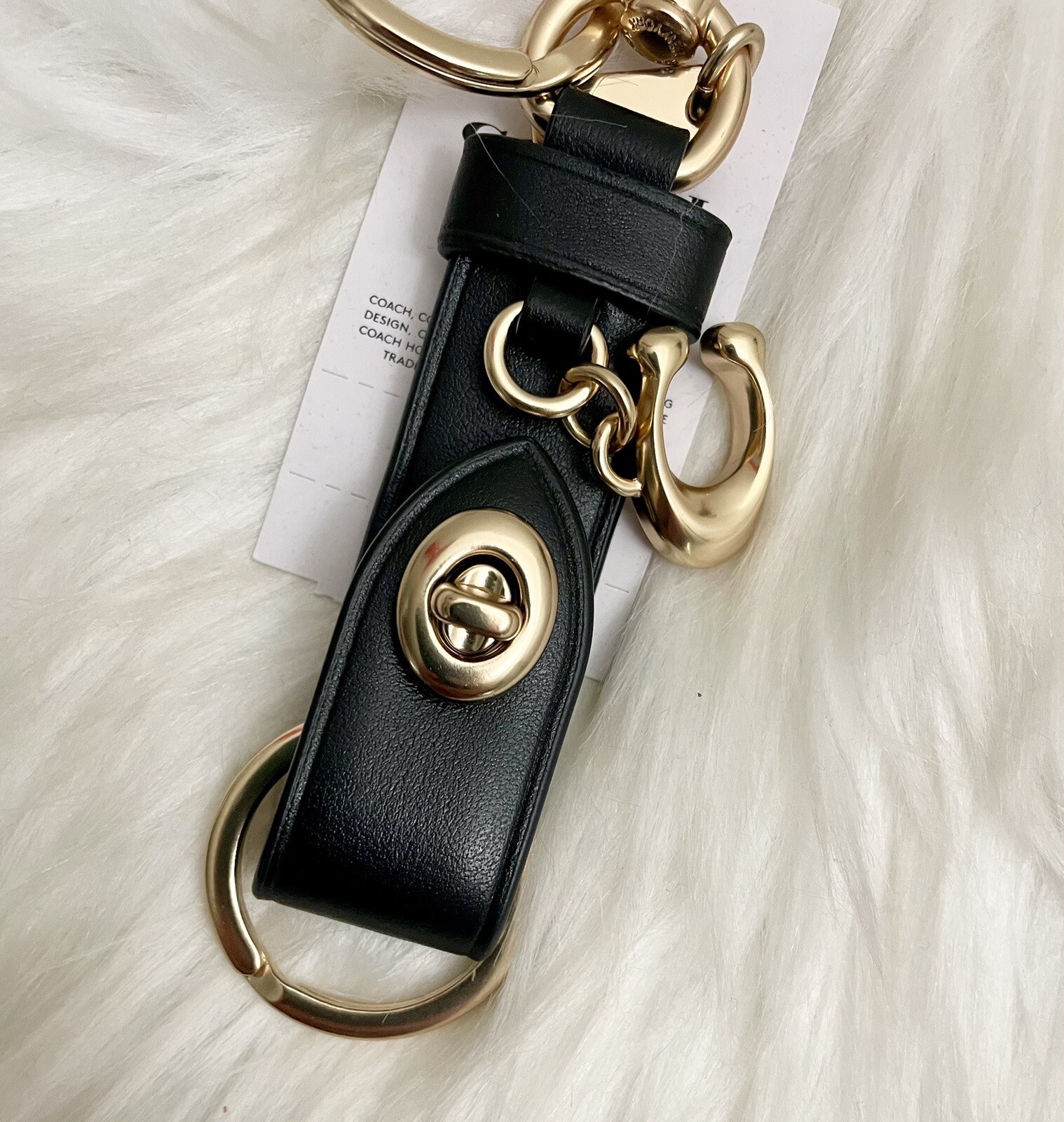 Coach Leather Trigger Snap Bag Charm Black Valet Key Ring Fob | eBay