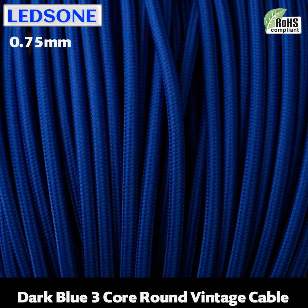 UK Round Silk Braided Vintage Fabric Coloured Lighting Cables Flex 3 ...
