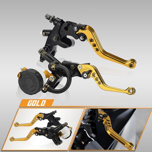 2x Gold Motorcycle Brake Master Cylinder Clutch Reservoir Levers set ...