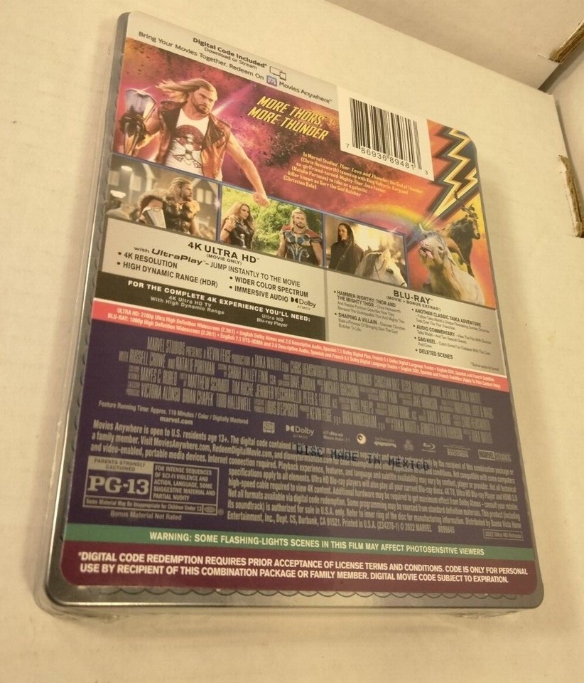 Thor Love and Thunder 4K Steelbook (4K +Blu-ray) NEW- Box Shipping with ...