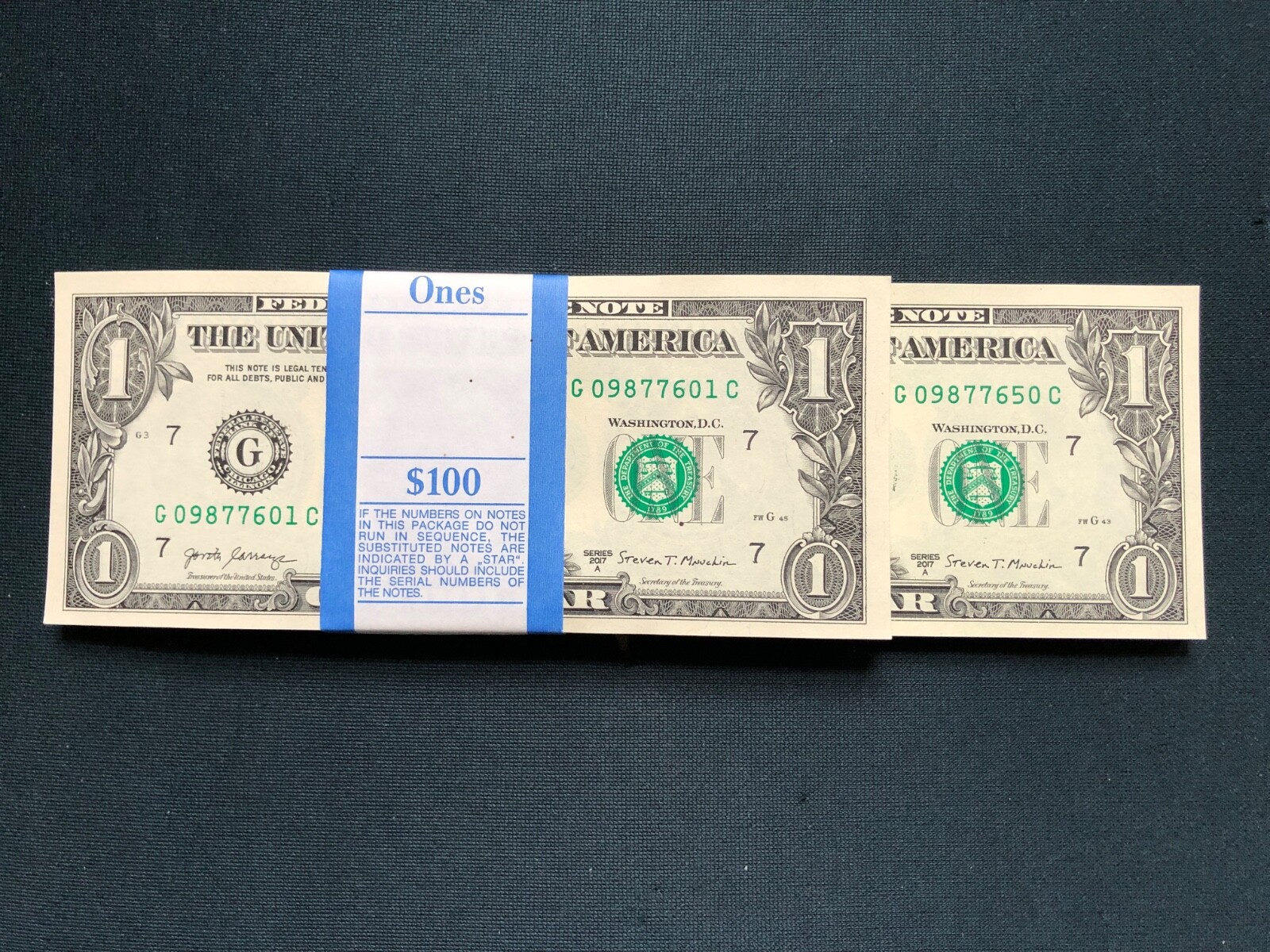 5 DIGIT DESCENDING LADDER NOTES - $1 (ONE DOLLAR) "UNCIRCULATED" - "YOU ...