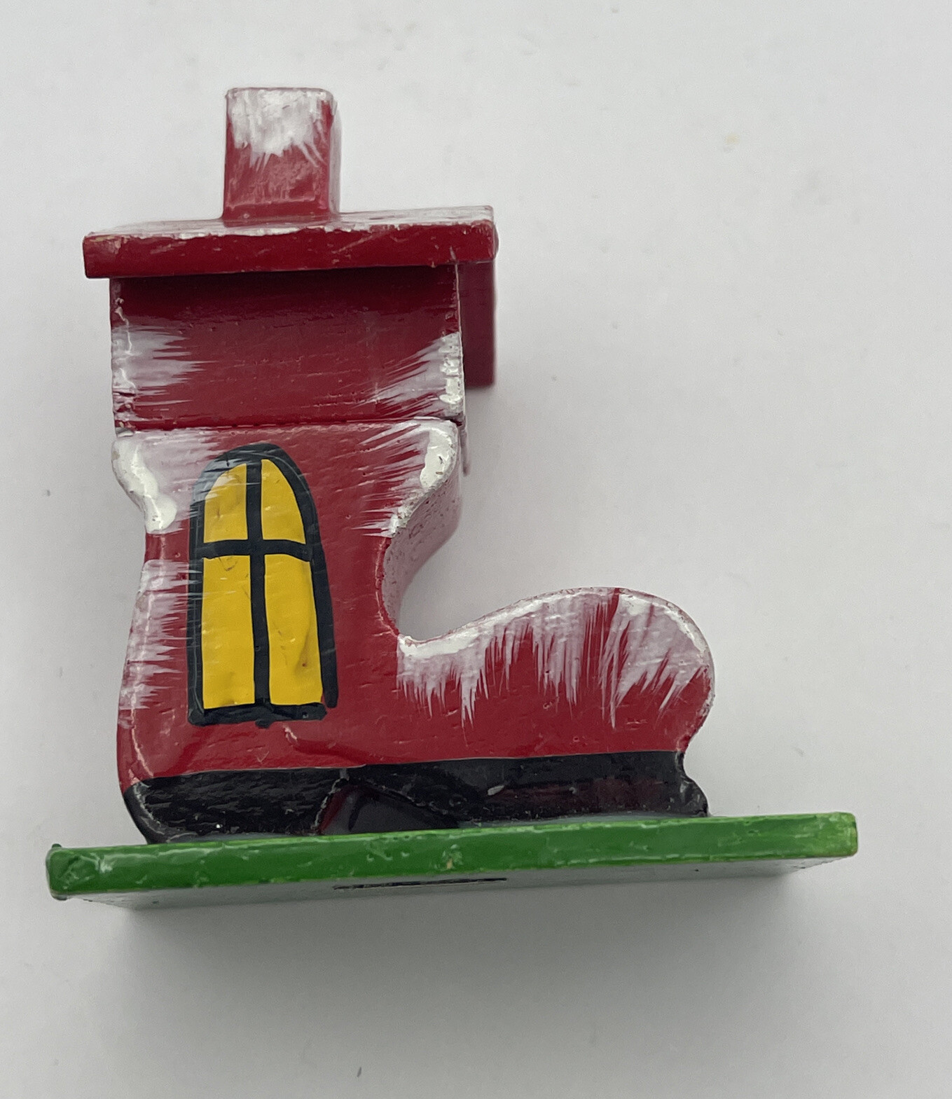 Vintage Wooden Red Shoe/House Ornament Hand Painted Made in Taiwan | eBay