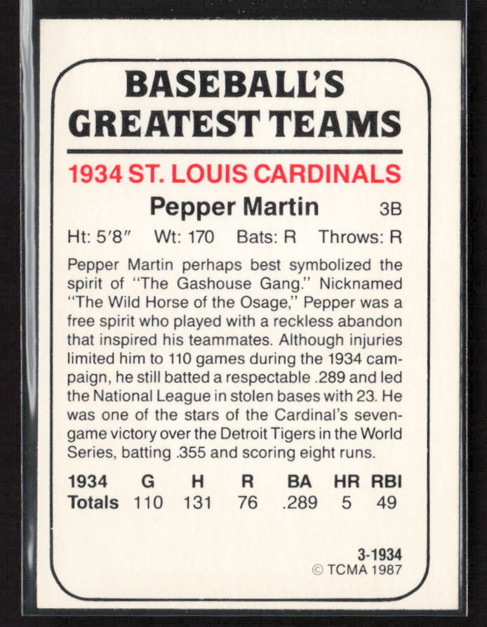 1987 TCMA Pepper Martin 3 | eBay