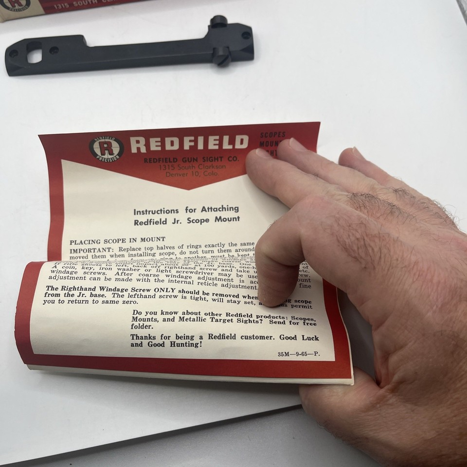 REDFIELD JR 70 SCOPE MOUNT BASE #511111 Winchester 54, 70 No Screws | eBay