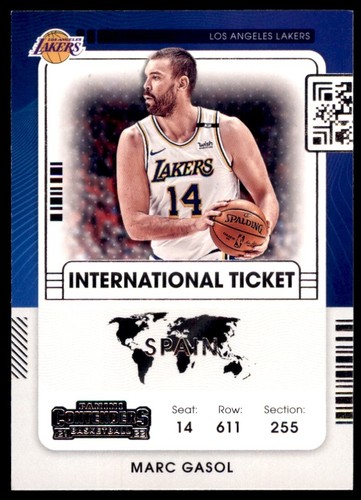 2021-22 Panini Contenders International Ticket Marc Gasol Lakers #6 ...