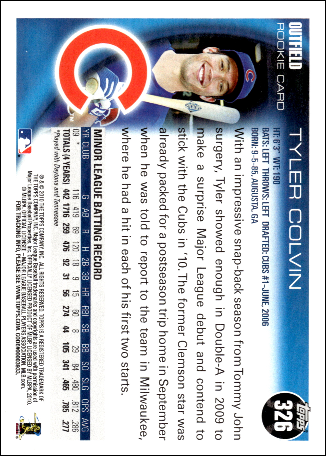 2010 Topps - Players in Background #326 Tyler Colvin for sale online | eBay