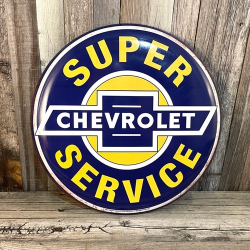Chevrolet Chevy Super Service 12" Button 3D Metal Tin Sign Garage ...