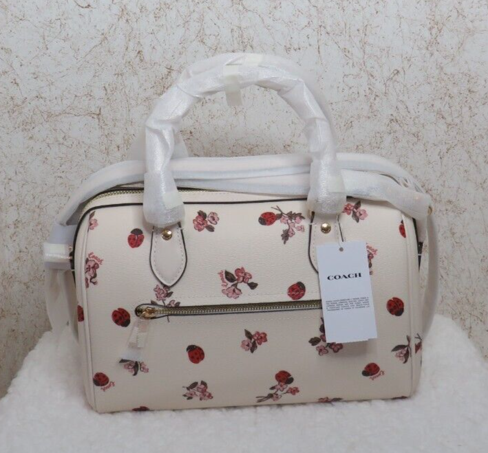 Coach Ladybug Floral Rowan Satchel (Chalk) - NWT (CU272) | eBay
