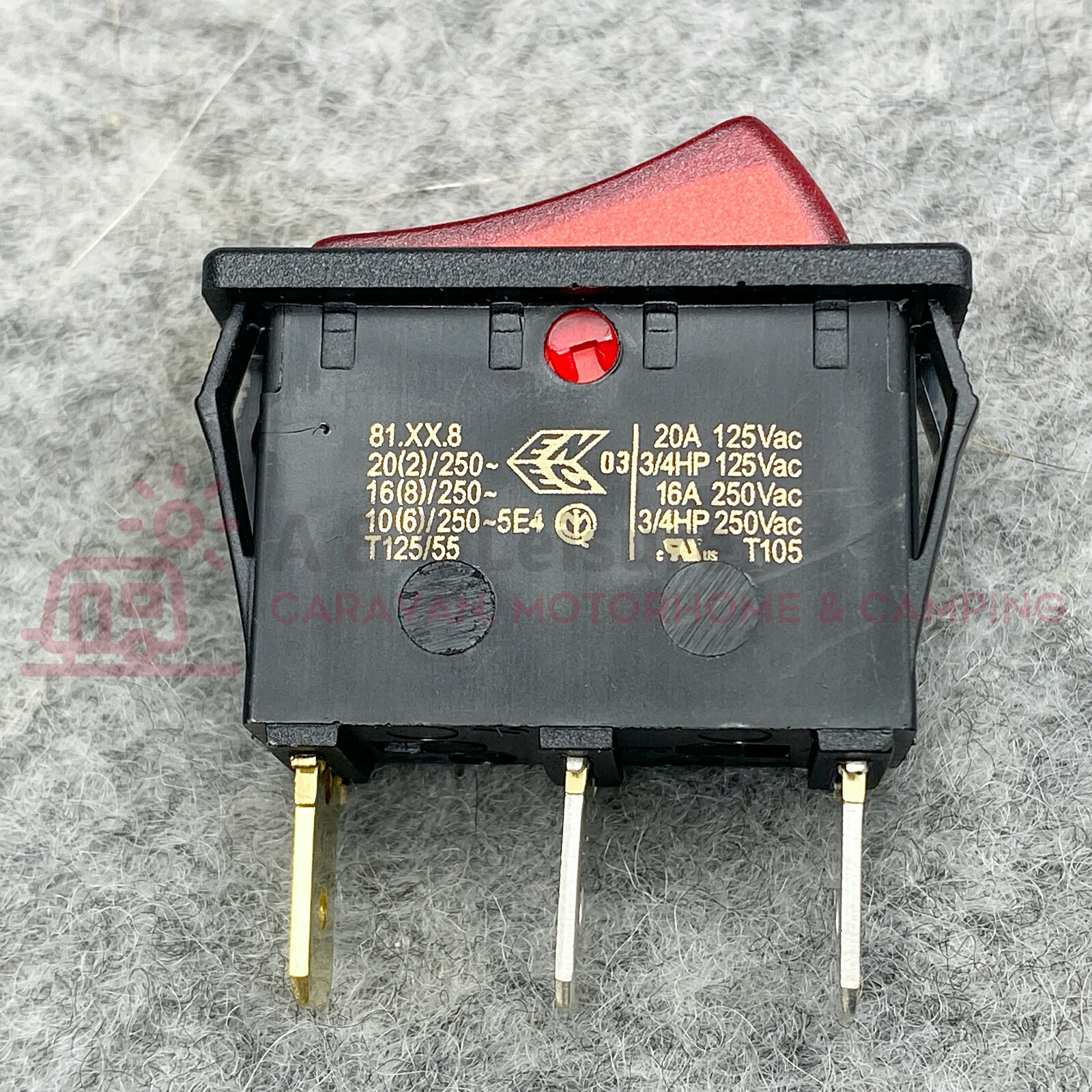 RED Mains 240v Illuminated Rocker Switch ON / OFF 240v Caravan Panel ...