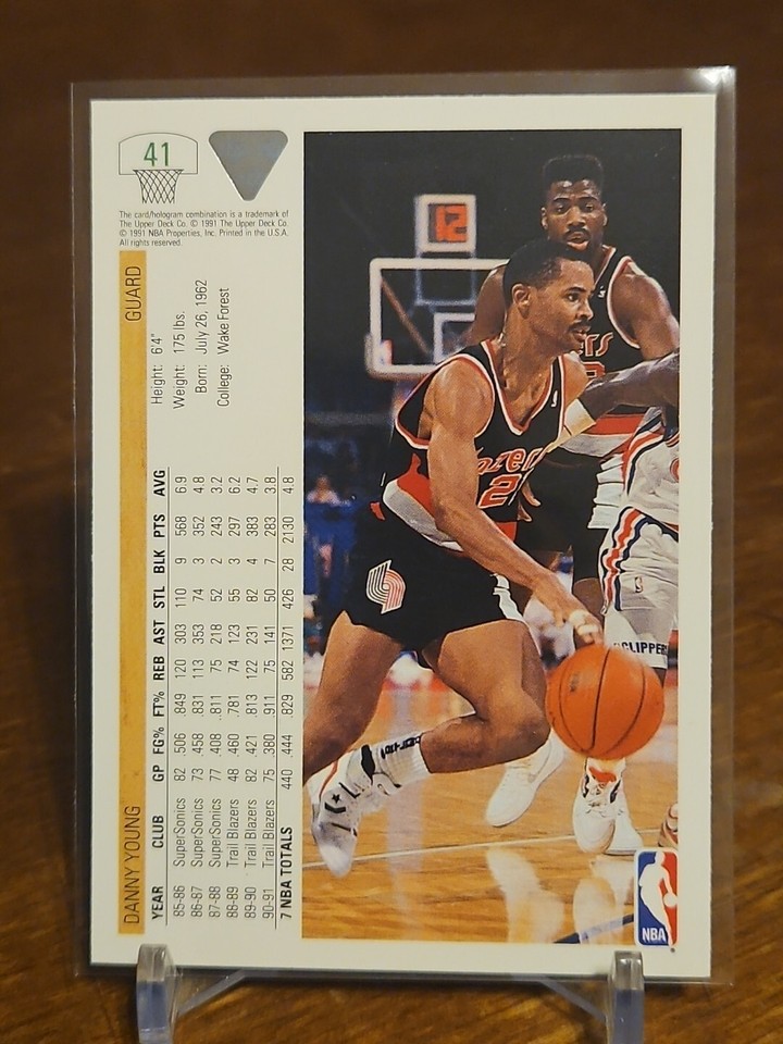1991-92 Upper Deck Basketball Card #41 Danny Young Portland Trail ...