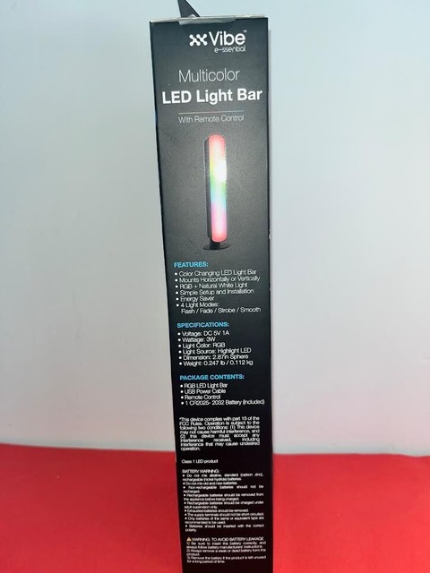 VIBE Essentials Multicolor LED Light Bar With Remote Control 11 Inches ...