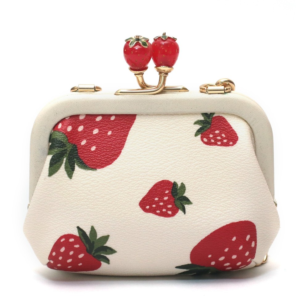 Coach Strawberry PVC Mini Kiss Lock Coin Purse W/ Chain Strap ...