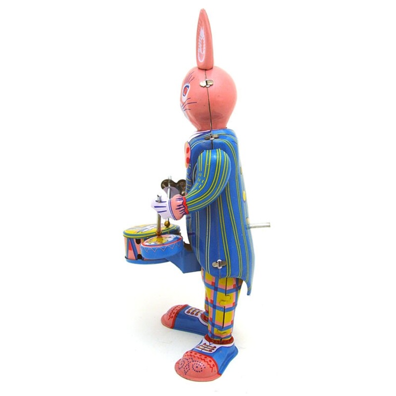 Vintage Retro Wind Up Toy Tinplate Toy Circus Rabbit Drumming Clockwork ...