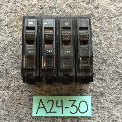 LOT OF 4 SQUARE D CIRCUIT BREAKERS QO120 x2 QO130 x 2 OLD STYLE TYPE ...