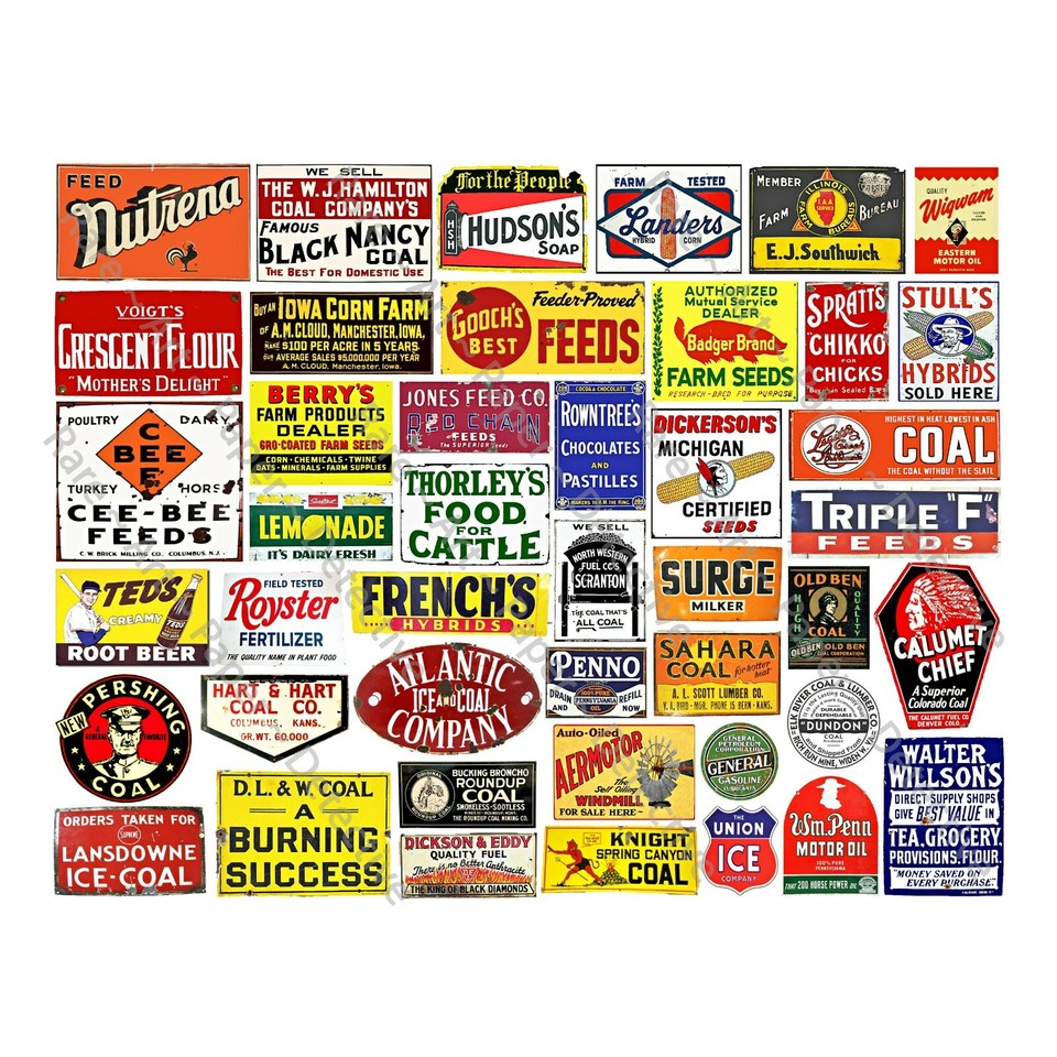 Dollhouse Signs, Huge Set 4 STICKER SHEETS, 256 Multi-Scale Advertising ...