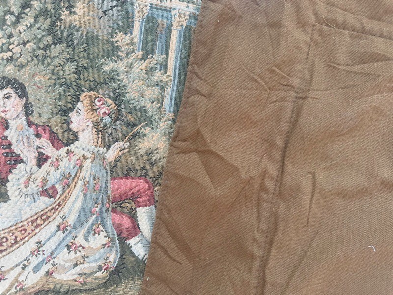 Vintage French Tapestry Goblin Romantic Pictorial Medieval Wall Hanging ...