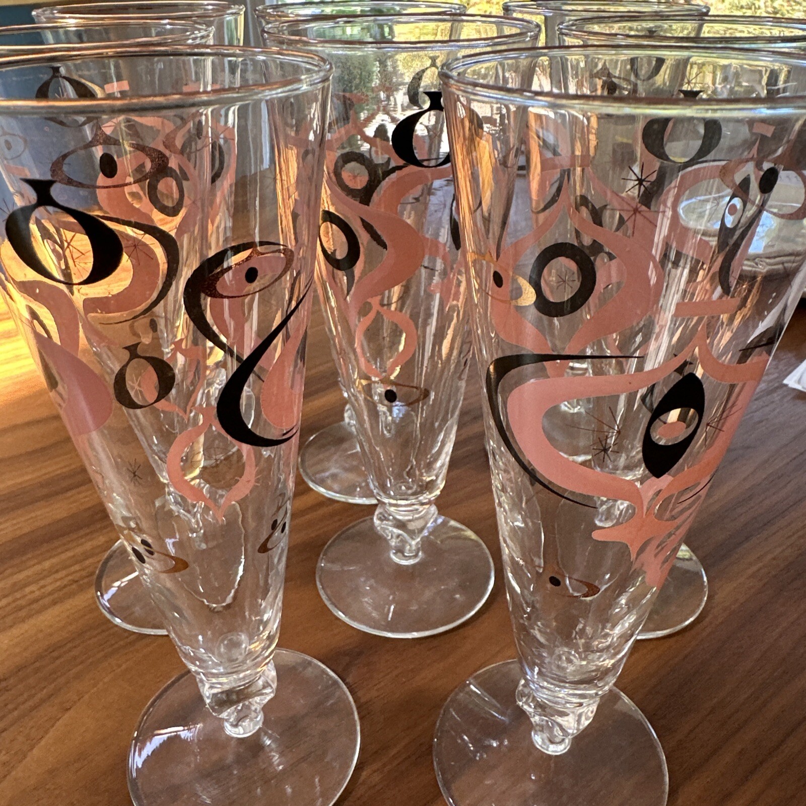 Vintage Libbey Atomic Pilsner Cocktail Pink and Black Glasses Set of 8 | eBay