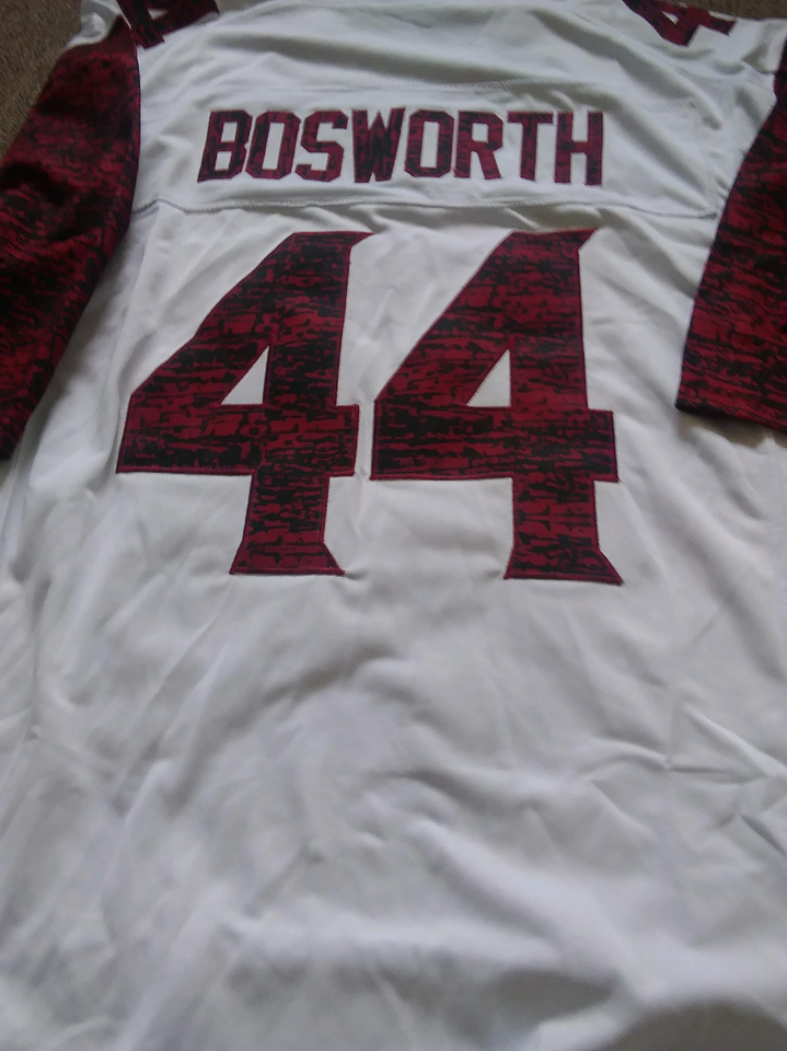 Oklahoma Sooners #44 Brian Bosworth White Throwback 2 Patch Sewn Jersey ...