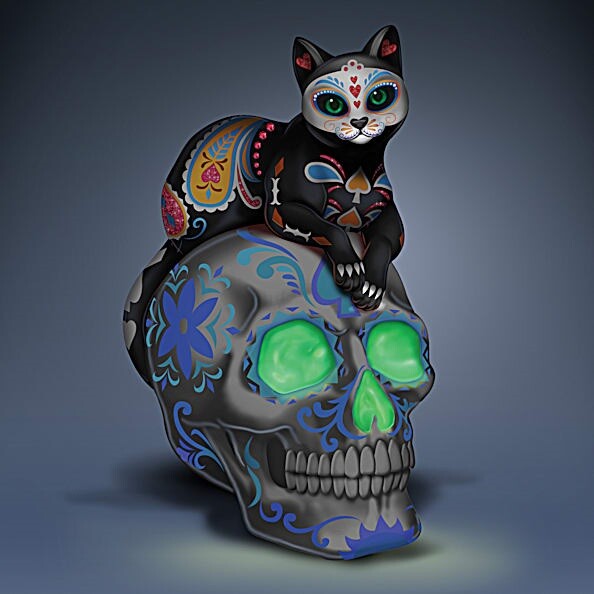 The Hamilton Collection Purr-cious Loving Spirit Sugar Skull Cat ...