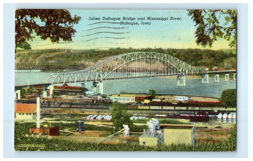 1951 Julien Dubuque Bridge And Mississippi River Dubuque Iowa IA ...