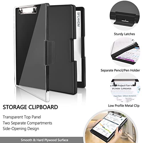 Heavy Duty Clearview Clipboard Folder File Case with 2 Storage and Pen ...