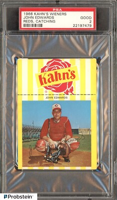 1966 Kahn's Weiners John Edwards Reds, Catching PSA 2 | eBay