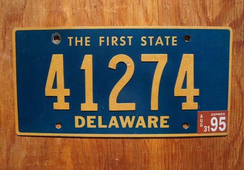1995 Delaware License Plate # 41274 - Riveted Numbers | eBay
