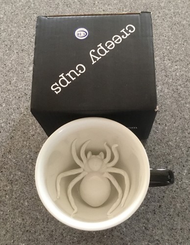 Creepy Cups- Spider Mug -Black & White Ceramic 11 oz- New In Box | eBay