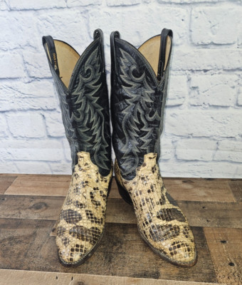 Vintage Dan Post Exotic Anaconda Snakeskin Cowboy Boots Men's Size 10.5 ...