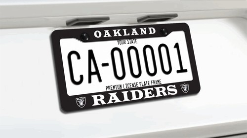 License Plate Frame Metal Black Vinyl Letters/Logos for RAIDERS OAKLAND ...
