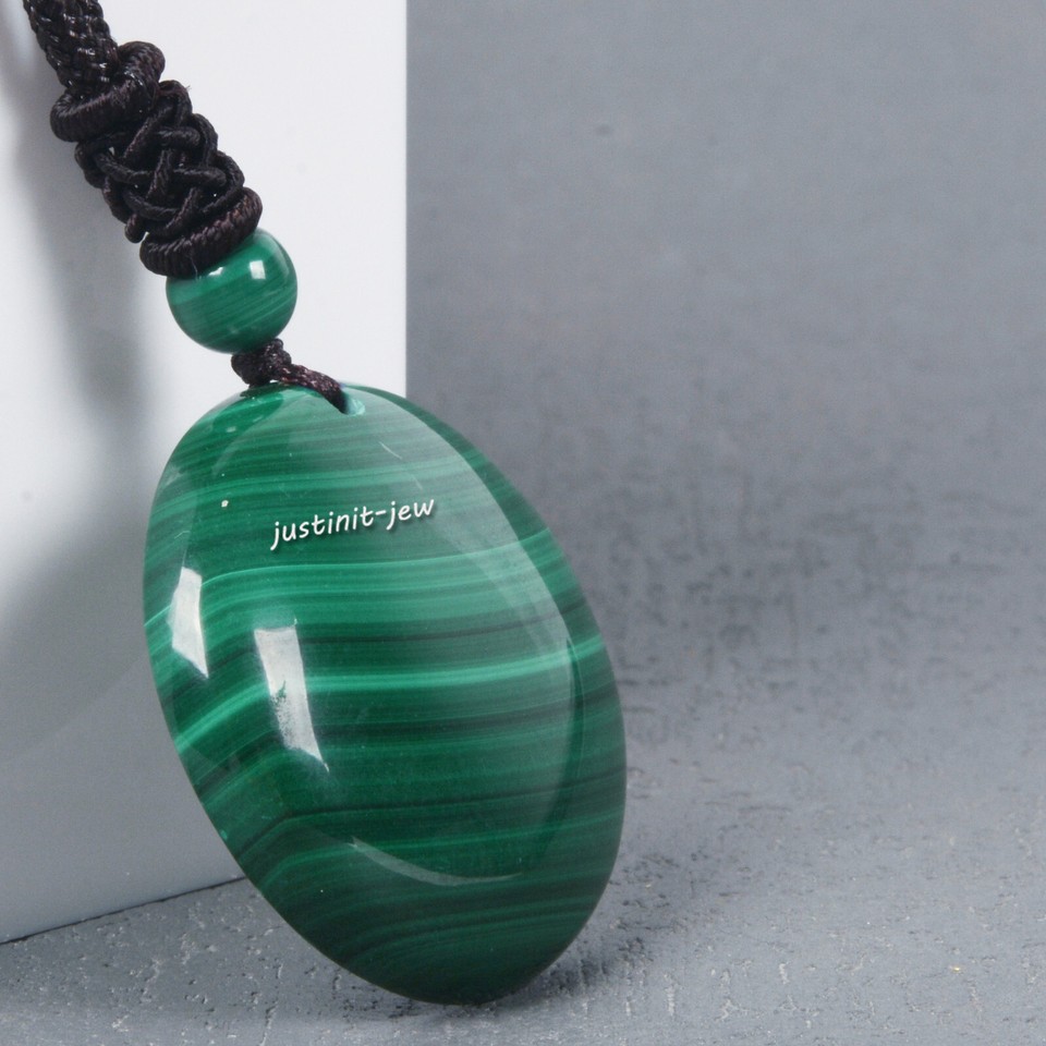 Natural Gemstone Round Shapes Bead Pendant Amulet Adjustable Necklace ...