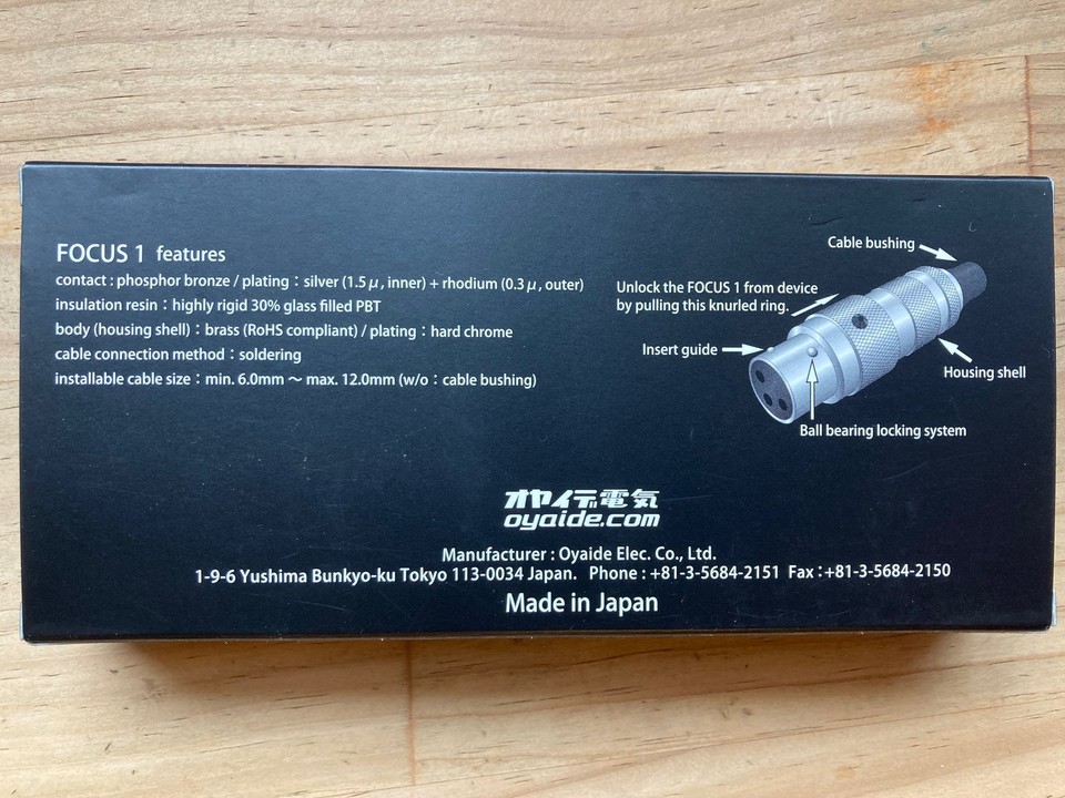 Oyaide Denki FOCUS1 Plug XLR Connector JAPAN NEW 4562112768101| eBay