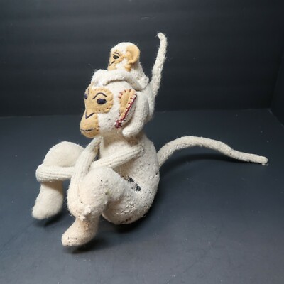 Vintage Plush Monkey Baby Langur Riding on Parent's Shoulder Piggyback ...