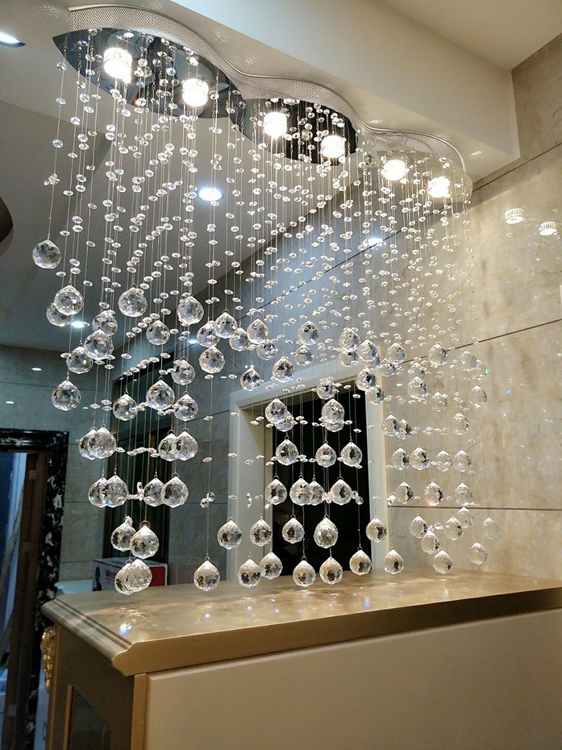 LED Modern Clear Rain Drop Ceiling Crystal Chandelier Lighting for ...