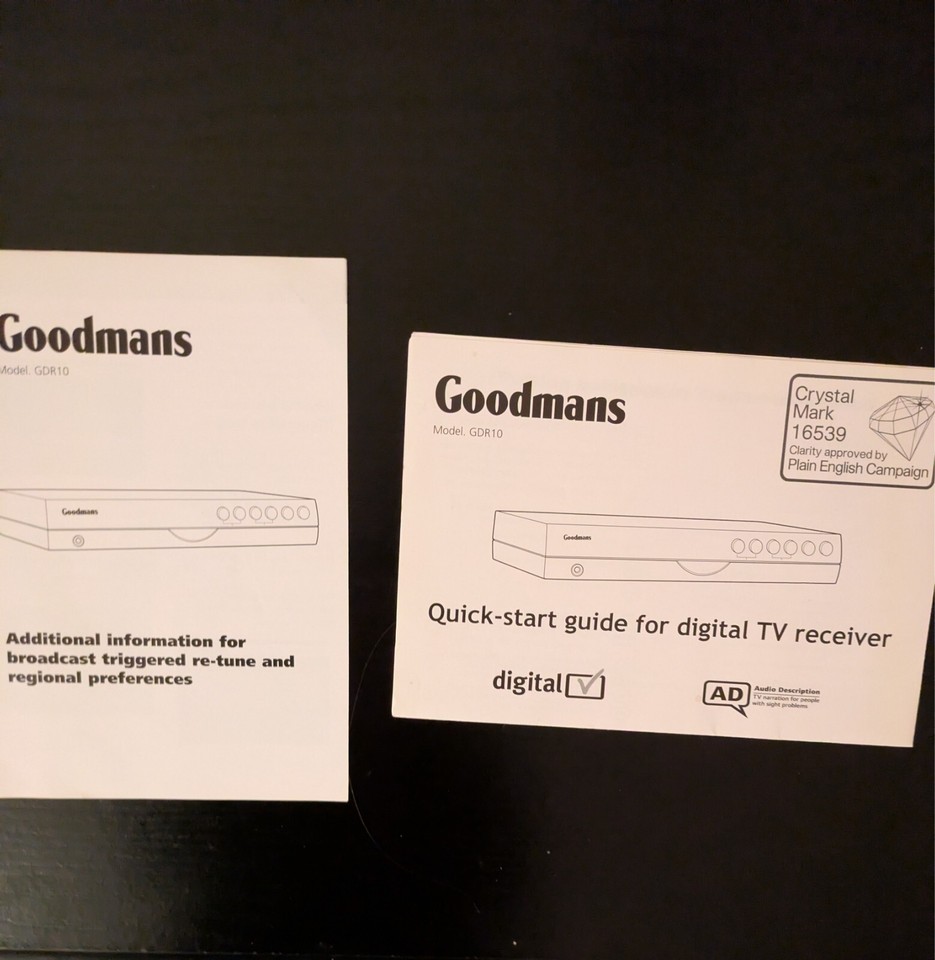 Goodmans GDR1 0 Digital TV Freeview Receiver GDR10 Set Top Box SCART RF ...
