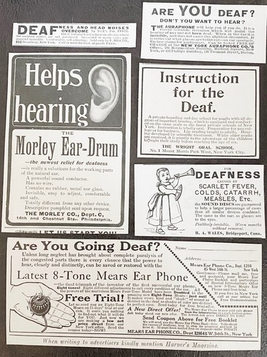 Deafness/Deaf Cures Old Print Ads~Mears Ear Phone Morley Hearing Aid ...