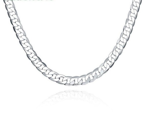 8MM Chain Necklace For Women 925 Sterling Silver Wedding Party Gift ...