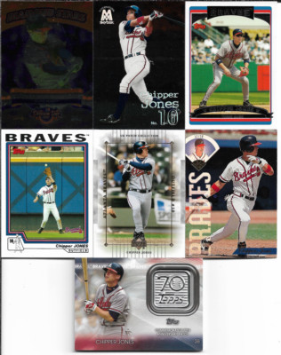 Chipper Jones 7 Card Lot with Topps 70th Anniversary Logo Patch Card NM ...