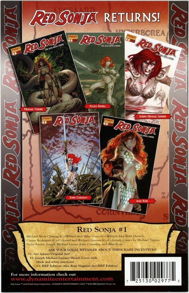 Red Sonja #0 2005 Dynamite Entertainment Comics NM- Comic Book Greg ...