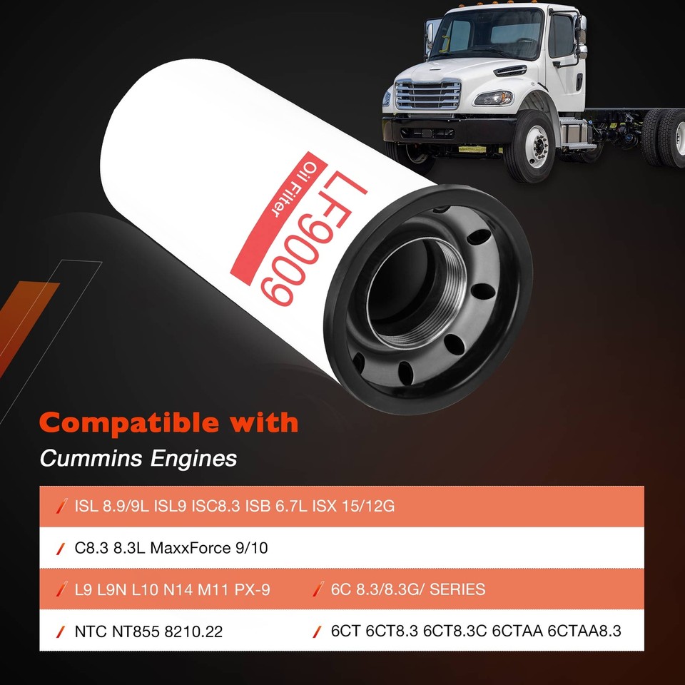 2X LF9009 Oil Lube Fuel Filter Fits For Fleetguard Cummins ISL ISL9 ISB ...