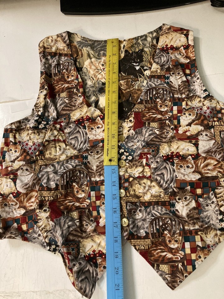 Handmade Vintage Reversible Cat Kitty Theme Vest Top Clothing Size ...