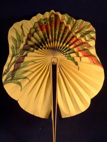 Ancien éventail publicitaire bois papier PLV SODA L.M. Perruches ...