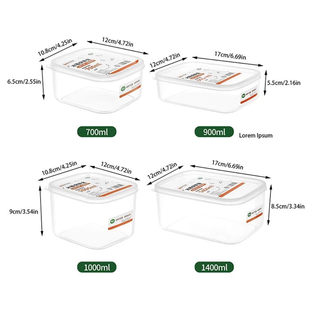 1Pcs 700/900/1000/1400ml Food Storage Box Kitchen Tools Meat Clear ...